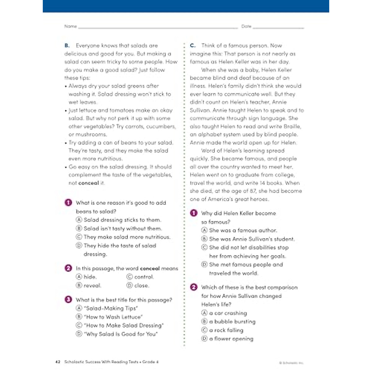 Scholastic Success with Reading Tests Grade 4 Workbook