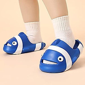 Jerzmy Cute Clown Fish Cloud Slides for Kids Toddler, Novelty Funny Animals Boys Girls House Slippers Non-Slip Soft Beach Sandals Shoes for Indoor Outdoor Shower Pool, Blue Size 1