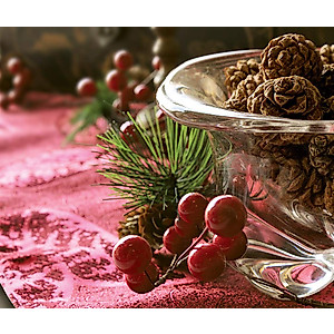 OLYPHAN Holiday Garland Red Berry Garlands Thanksgiving Table Decor, Christmas Fireplace Decoration Banister for Winter Holidays/Artificial Burgundy Berries for Indoor/Outdoor Xmas 6 Feet Long (6Ft)