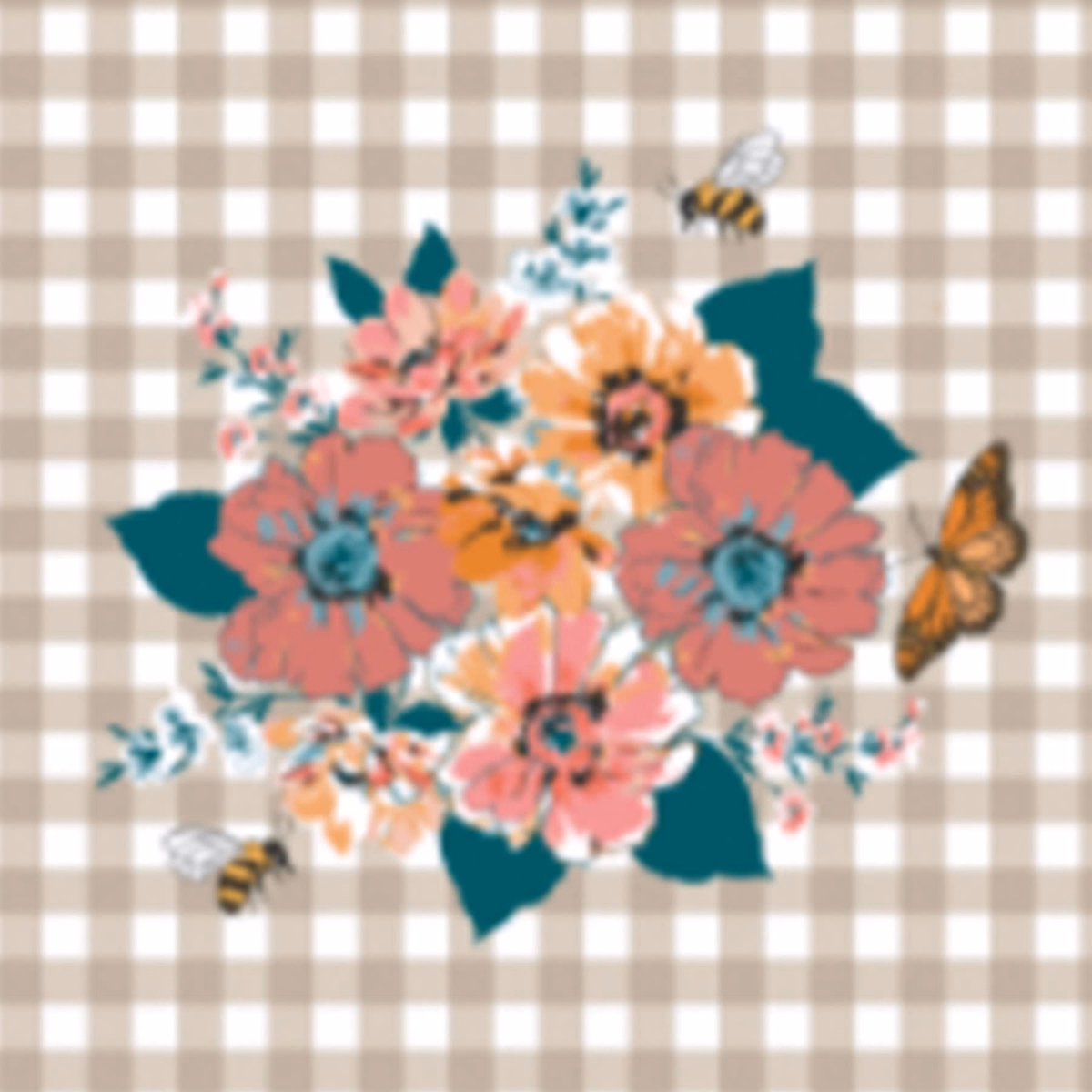 Vera Bradley Women's Cotton Frannie Crescent Crossbody Purse, Peach Blossom Picnic - Recycled Cotton, One Size