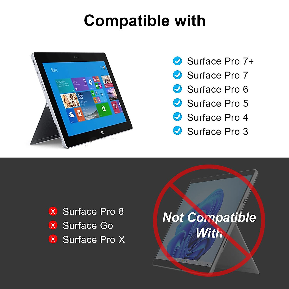 TOMSENN Surface Pro 6 / Surface Pro 5 (Pro 2017) / Pro 4 / Pro 3 Type Cover, Lightweight Slim Wireless Bluetooth Keyboard Two Button Trackpad Built-in Rechargeable Battery, Gray