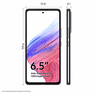 Samsung Galaxy A53 4G (SM-A536B/DS) Dual SIM,128GB + 6GB, Factory Unlocked GSM, International Version (Fast Car Charger Bundle) - (Awesome Black)