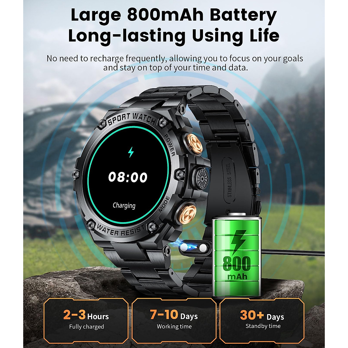 LIGE Military Smart Watches for Men with Call, 5ATM Waterproof 800mAh Extra-Large Battery Fitness Watch with Heart Rate/SpO2/Sleep Monitor, 1.5'' HD DIY Screen Smartwatch for Android iOS