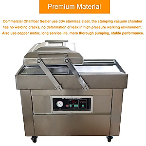 WYDDDARY Double Chamber Vacuum Sealer Air Sealer 220V Stainless Steel Heavy Duty Commercial Packaging Sealer 900W 15.7inch Sealing Length for sealing meats, vegetables, fruits (DZ400)