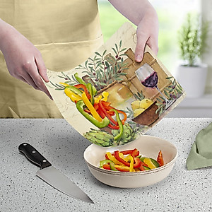 Cut N' Funnel Rustic Wine/Citrus Designer Flexible Plastic Cutting Board Mat with Coordinating Solid Flex Mat 15" x 11.5", Made in the USA, Decorative, Flexible, Easy to Clean