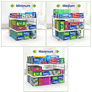 YAN & HIN 3-Tier Pantry Cabinet Organizers and Storage Adjustable Height and Expandable Kitchen Plastic Wrap Organizer Sturdy Aluminum Foil Countertop For Cupboard Multi-Purpose Use