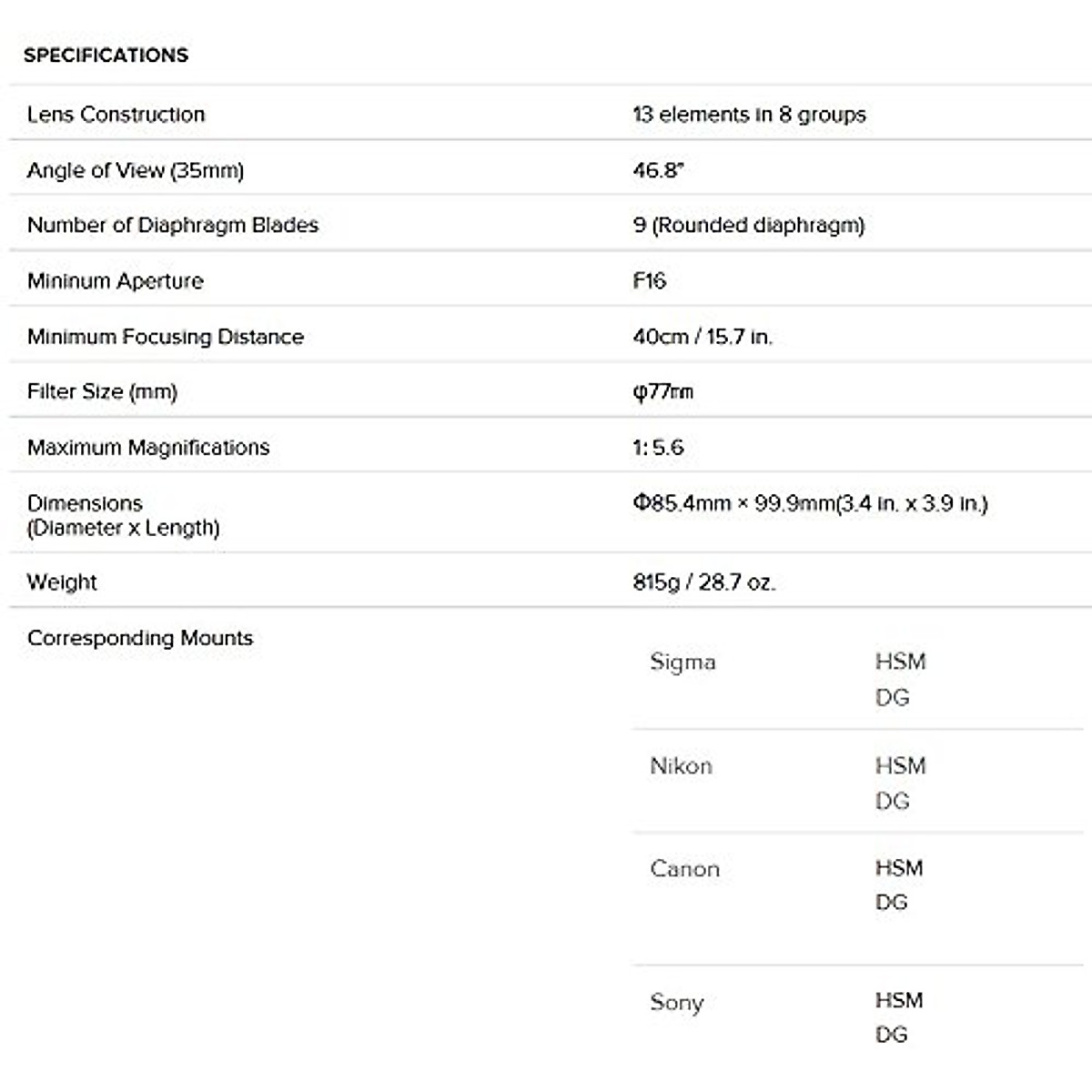 Sigma 50mm F1.4 Art DG HSM Lens for Canon