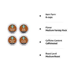 Starbucks K-Cup Coffee Pods—Medium Roast Coffee—Variety Pack—100% Arabica—1 box (96 pods)