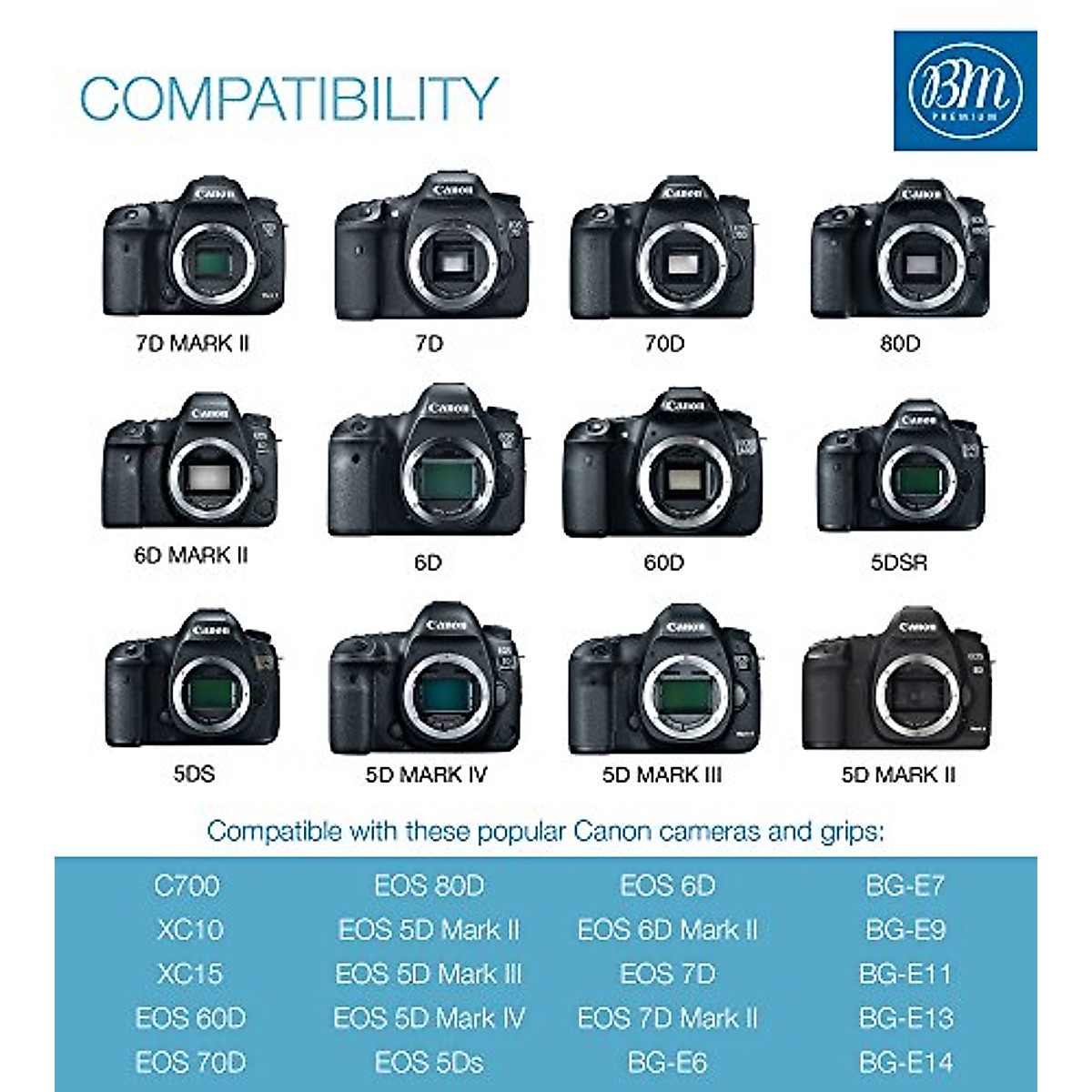 BM Premium 2 LP-E6N Batteries for Canon EOS R, EOS R5, EOS 90D, EOS 60D, EOS 70D, EOS 80D, EOS 5D II, EOS 5D III, EOS 5D IV, EOS 5Ds, EOS 6D, EOS 6D II, EOS 7D, EOS 7D Mark II, C700, XC10, XC15 Camera