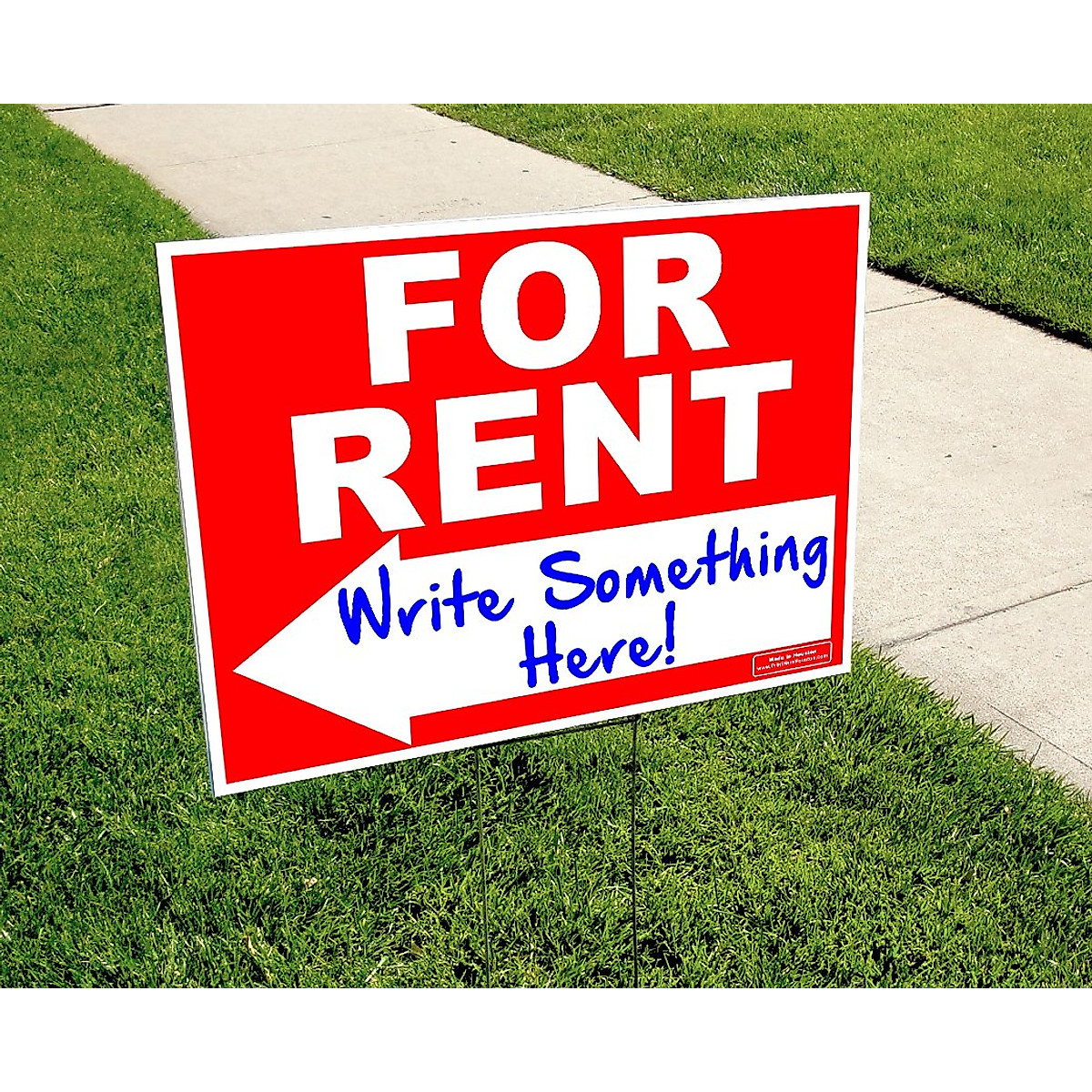Large for Rent Sign Kit with Tall Stands - Yard Sign Bundle for Rental Property - Include (1x) 24" x 18" Yard Sign with (2X) Directional Left or Right Arrow + (3X) 24" Tall Wire Stakes