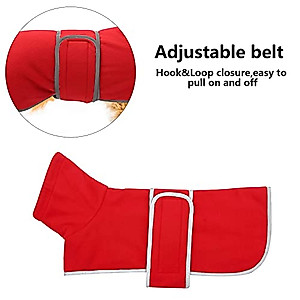 Dachshund Coats Sausage Dog Fleece Coat in Winter Miniature Dachshund Clothes with Hook and Loop Closure and high vis Reflective Trim Safety - Red - XS