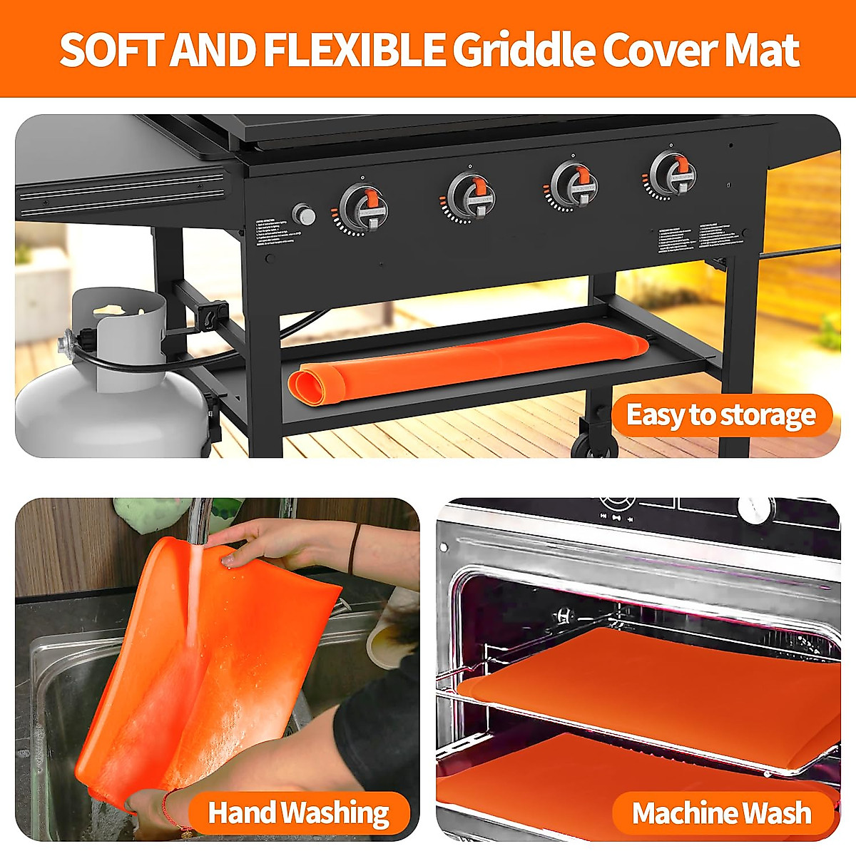 Ghislaine 28" Silicone Griddle Mat for Blackstone 28 Inch Griddle, Grill Cover Mat Heavy Duty Food Grade, Silicone Protective Mat Cover Blackstone Accessories Protect Griddle from Dirt & Rust