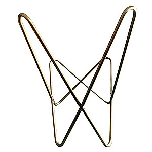 Shy Shy Let’s Touch The Sky Leather Living Room Chairs-Butterfly Chair Brown Leather Butterfly Chair-Handmade with Powder Coated Folding Iron Frame (Cover with Folding Frame) (Golden Frame)