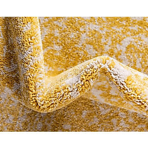 Unique Loom Tradition Collection Classic Southwestern Distressed Casual Design Area Rug, 5 ft x 8 ft, Yellow/Ivory