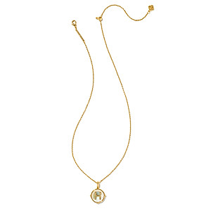 Kendra Scott Letter H 14k Gold-Plated Brass Disc Reversible Pendant Necklace in Iridescent Abalone, Fashion Jewelry for Women
