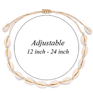 Starain 2Pcs Shell Necklace Anklet for Women Handmade Adjustable Puka Beach Shell Necklace Set