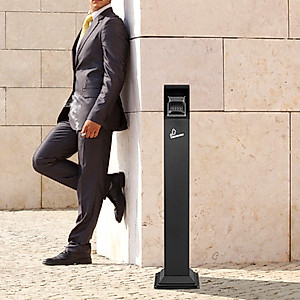 RDUIGT Outdoor Trash Receptacle Commercial Ash Disposal Black Trash Can Garbage Bin for Home Office Porch Hotel Garage Shopping Center