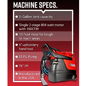 Adam's Polishes Non-Heated Carpet Extractor, Powerful Spot and Upholstery Cleaner, Clear Hand Tool, 15 Foot Hose, Easy Dirt and Spot Removal for Vehicles