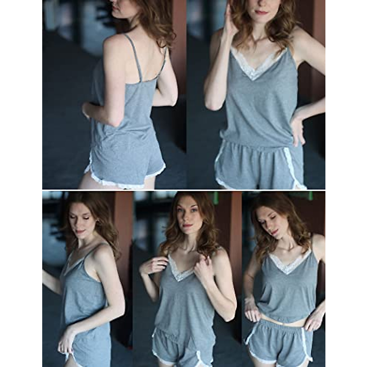 Ekouaer Pajama Set for Women V Neck Cami and Shorts Lace Trim Nighties Nightwear Soft Casual Wear Gift for Her