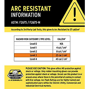 Youngstown Glove Leather Ground Utility Gloves for Men - Kevlar Lined - Cut, Puncture, Flame Resistant, Arc Rated, - Tan, Large