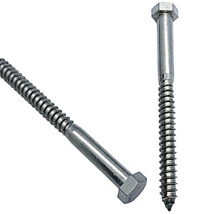 3/8" X 4" - 304 Grade Stainless Steel lag screws, Hex head fasteners, stainless steel screw. Use as Construction, wood, metal, lag screw or mounting screws fasteners lag bolts. Heavy duty screws. (25)