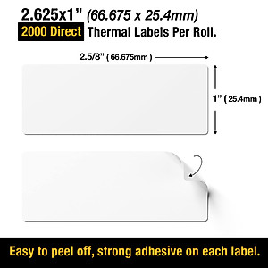 Jumuk Supplies 2 5/8" X 1” Direct Thermal Labels 2000 Per Roll Perforated Sticker for Barcode Shipping Labels Desktop Label Printers for Multipurpose Shipping Address (1 Roll (2000 Labels))