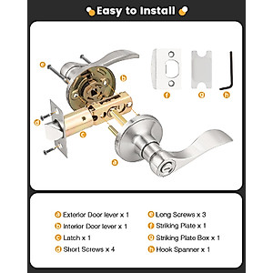 Gobrico 10 Pack Privacy Keyless Door Handles in Satin Nickel, Interior Bath and Bed Door Lever, Drop Style Heavy Duty Brushed Nickel Door Knobs