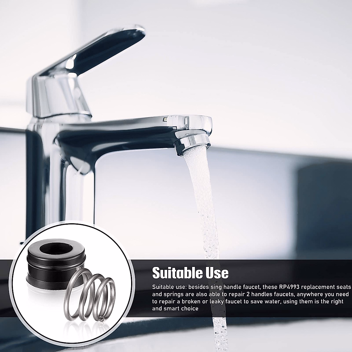 RP4993 Replacement Seats and Springs RP4993 Faucet Repair Seat Spring Kit Faucet Stem Assembly Repair Kit Compatible with Faucet Repair Kit (8 Pieces)