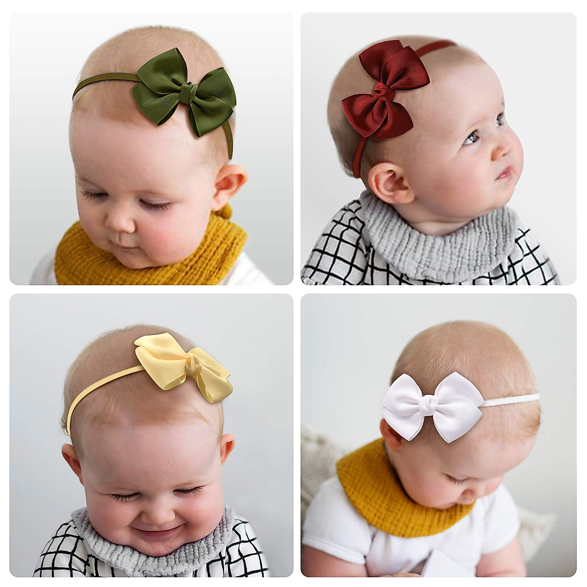 40 Pieces Baby Girls Headbands Nylon Hairband Grosgrain Ribbon Hair Bows Handmade Hair Accessories for Newborn Infant Toddler Kids