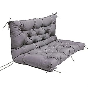 Srutirbo Waterproof Bench Cushion with Backrest, 2 or 3 Seat Swing Replacement Cushions Overstuffed for Garden Patio Furniture Loveseat Outdoor (59.1*39.4*3.94inch, Dark Gray)
