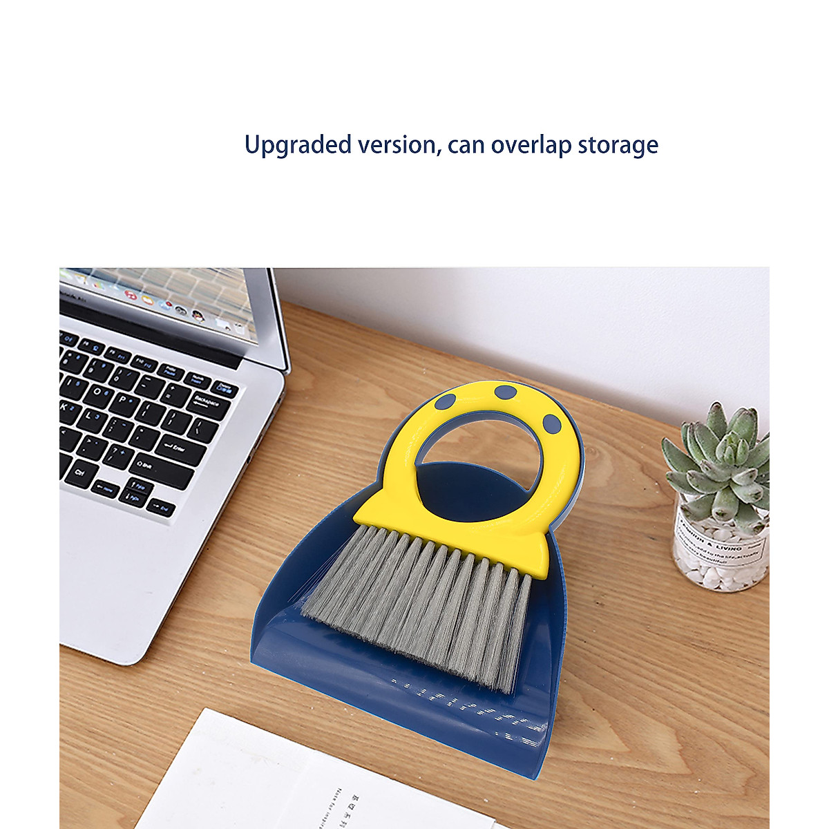 Mini Dustpan Set of Collecting Tray and Brush Small Dustpan and Brush Set(Deep Blue)