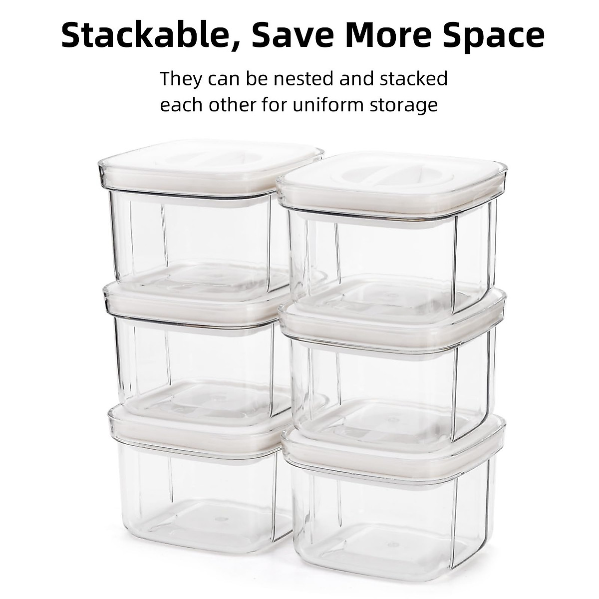 WRINGKIT 6 Pack Airtight Food Storage Containers, Plastic Snack Food Containers with Lids, 20 Oz Air Tight Cereal Container Set, Small Pantry Containers for Spices, Candy, Coffee