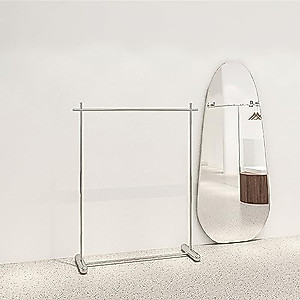 ROLTIN Slim Garment Rails Stainless Steel, Tall Floor Standing Garment Racks Clothes Coat Display Racks Clothing Store Furniture for Small Spaces