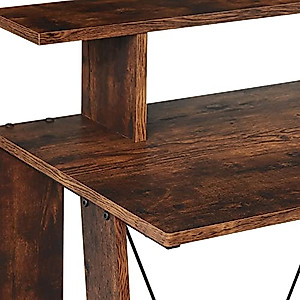 Moon Story Acme 32'' Small Desks for Small Spaces Corner Computer Desk for Bedrooms Writing Desk with Top and Bottom Shelves for Study Home Office(Oak)