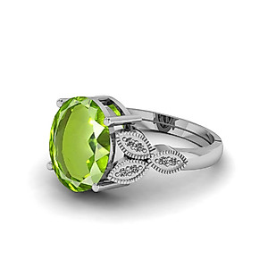 LMDPRAJAPATIS 7.25 Carat Peridot Stone German Silver Beautiful Anniversary Ring For Men And Women