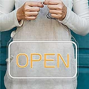 LED Open Signs for Business, 16"x 9" Neon Open Sign, High Brightness Warm White Light Up Sign with Chain, for Small Business, Store, Bar, Hotel, Cafe, Florists