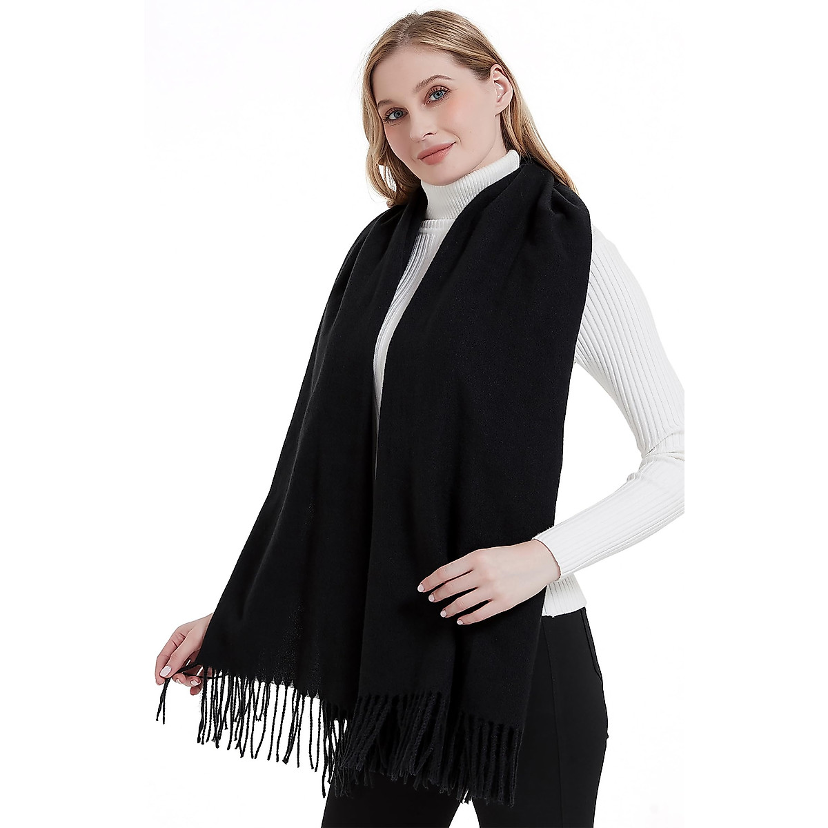 Landisun Scarf for Women Winter Cashmere-Pashmina-Shawl Wraps Scarf Winter Women Cashmere-Scarf Wedding Scarf-Black