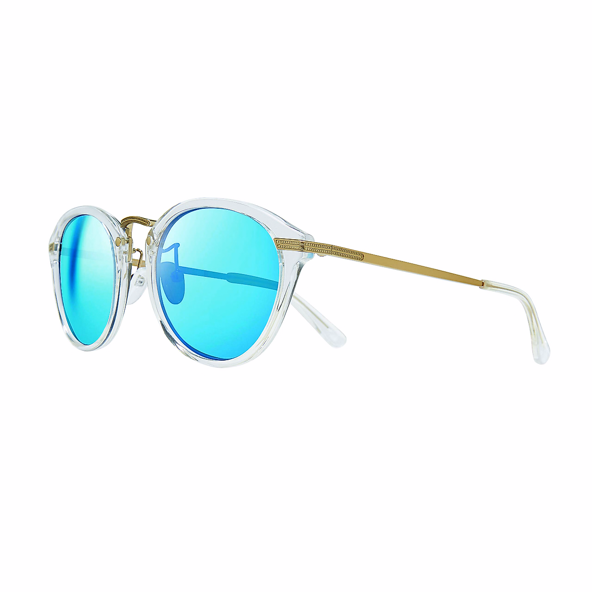Revo Sunglasses Quinn: Women's Polarized Crystal Glass Lens with Round Frame, Crystal Frame with Revo H2O Blue Lens