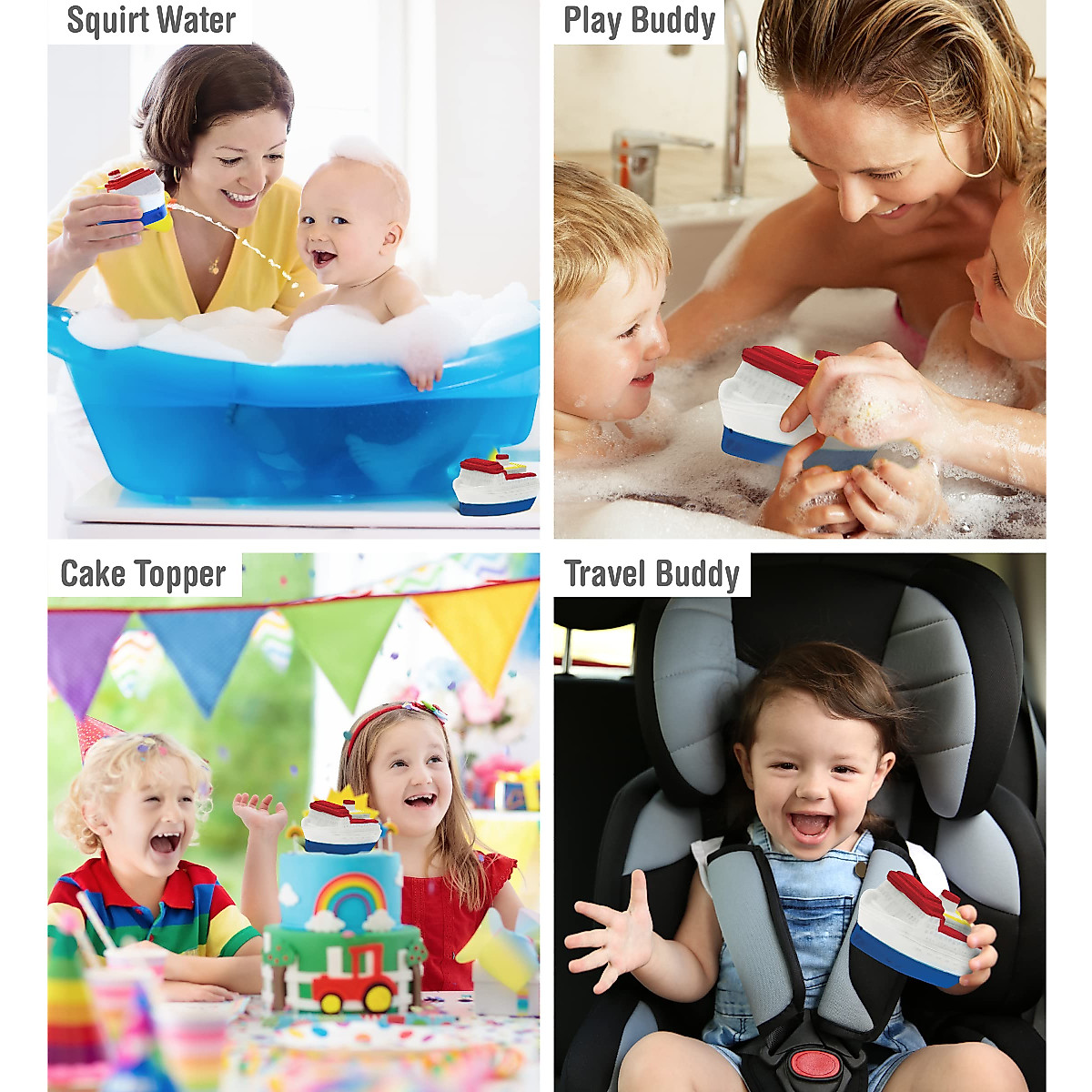 DolliBu Cruise Ship Bath Buddy Squirter - Floating Ship Rubber Bath Toy, Fun Water Squirting Bathtime Play for Toddlers, Cute Watercraft Vehicle Toy for The Bathtub, Beach, & Pool for Girls & Boys