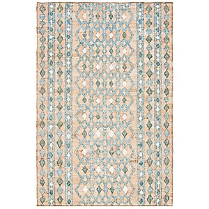 Safavieh Kilim Collection 5' x 8' Natural/Blue KLM759M Flatweave Premium Jute Living Room Dining Bedroom Area Rug