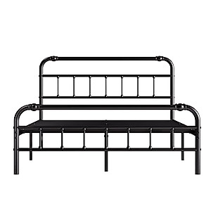 Bednowitz Queen-Bed-Frame-with-Headboard and Footboard, 18 Inch High Metal Platform Queen-Size-Bed-Frame, 4000 Lbs Heavy Duty Steel Slats Support, No Box Spring Needed, Noise Free