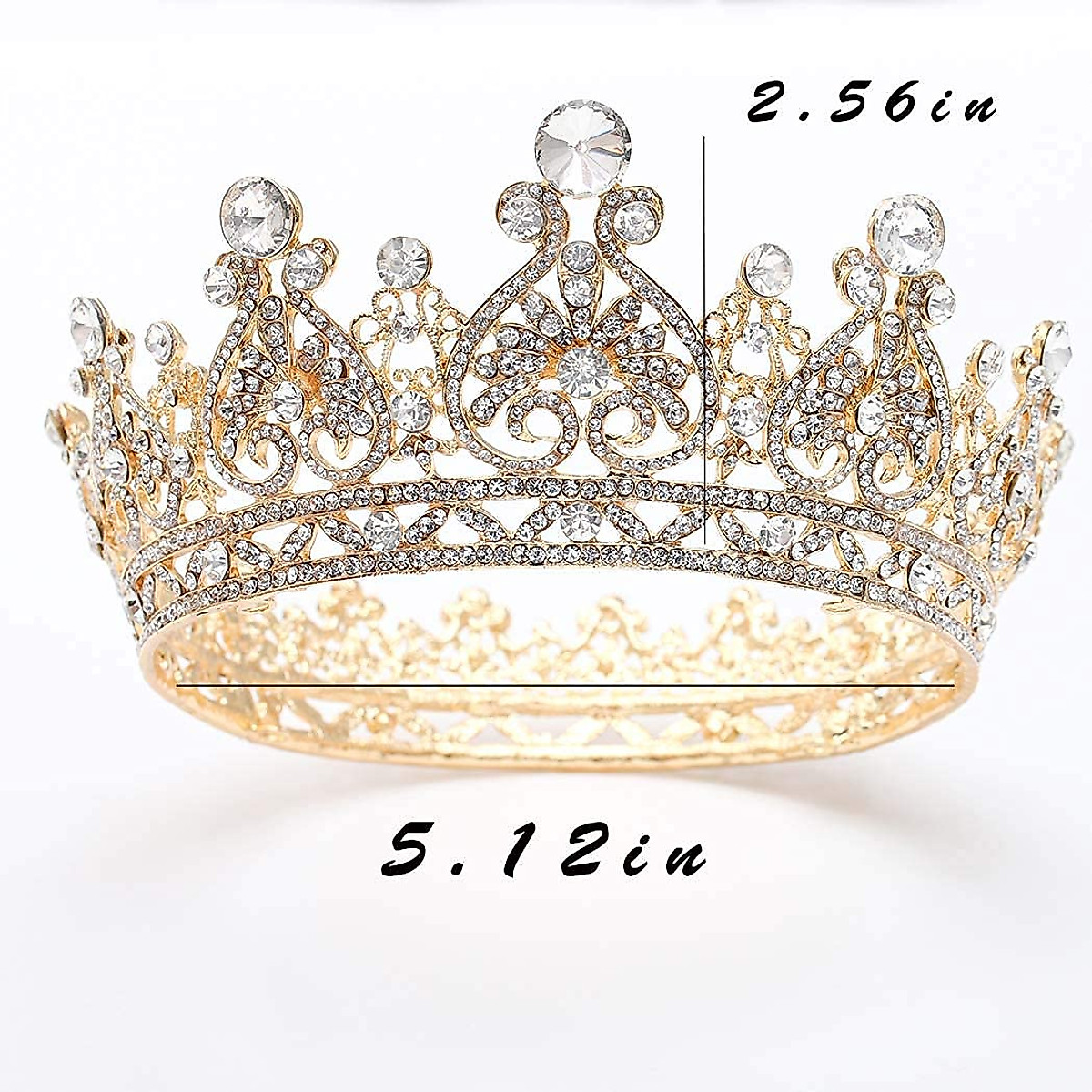 Foyte Baroque Queen Crown Gold Bride Rhinestone Wedding Crown Tiaras Crystal Hair Accessories for Women