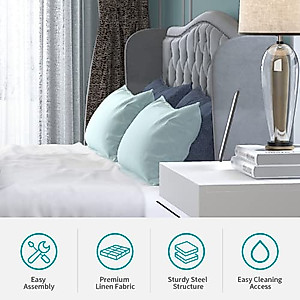 BALUS King Wingback Bed Frame with Headboard,Upholstered Platform Bed Frame Dutch Velvet Upholstered Bed，Modern Design，Available in 3 Sizes and 3 Colors Panel Bed Frame (Silver Gray)