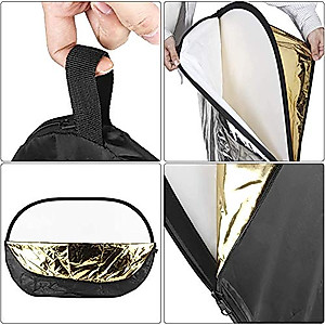 BDDFOTO 24"x35"/60x90cm Reflector Photography 5-in-1, Ellipse Light Reflector Multi-Disc with Bag Translucent, Silver, Gold, White and Black for Studio Photography Lighting and Outdoor Lighting