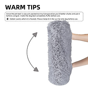 Gavenia Cat Bed for Indoor Cats,24 inch Soft Long Plush Cushion Washable Pet Bed Calming Self-Warming square Cat and Dog Bed Anti-Slip & Waterproof Bottom Cushion (24 x 20 x 7 inch, Grey)