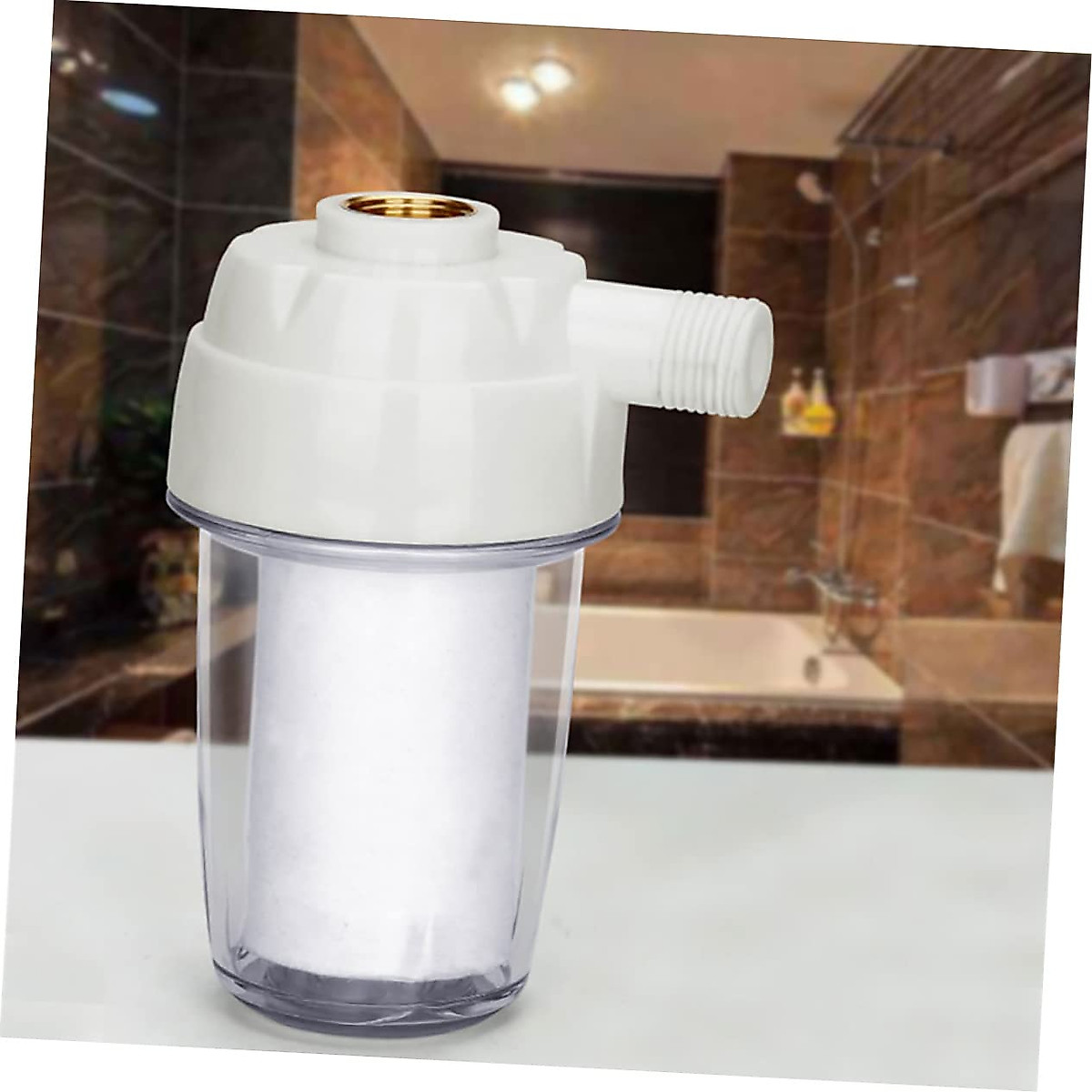 DOITOOL Water Heater Filter Kitchen Down Water Filter Faucet Water Softener Inline Water Filter Well Water Pre Filtration System Sink Filter Attachment Anti-Scale The Pet Shower Head White