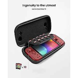 tomtoc Carrying Case for Hori Nintendo Switch Split Pad Compact, Hard Shell Protective Travel Bag with 10 Game Cartridges, Split Pad Fit Controllers case, Shockproof, Lightweight, Portable, Black