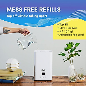 VEVA Humidifiers for Bedroom Large Room 4.5L, Cool Mist Water Vaporizer Essential Oil Diffuser, Quiet Humidifiers for Baby, Covers up to 323 Sq. Ft.