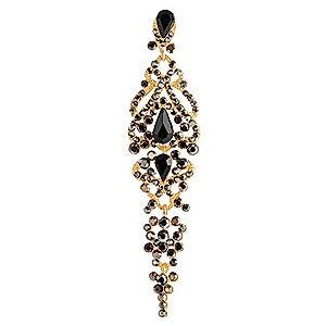 Alloy Art Deco Black Crystal Rhinestone Cluster Chandelier Dangle Earrings