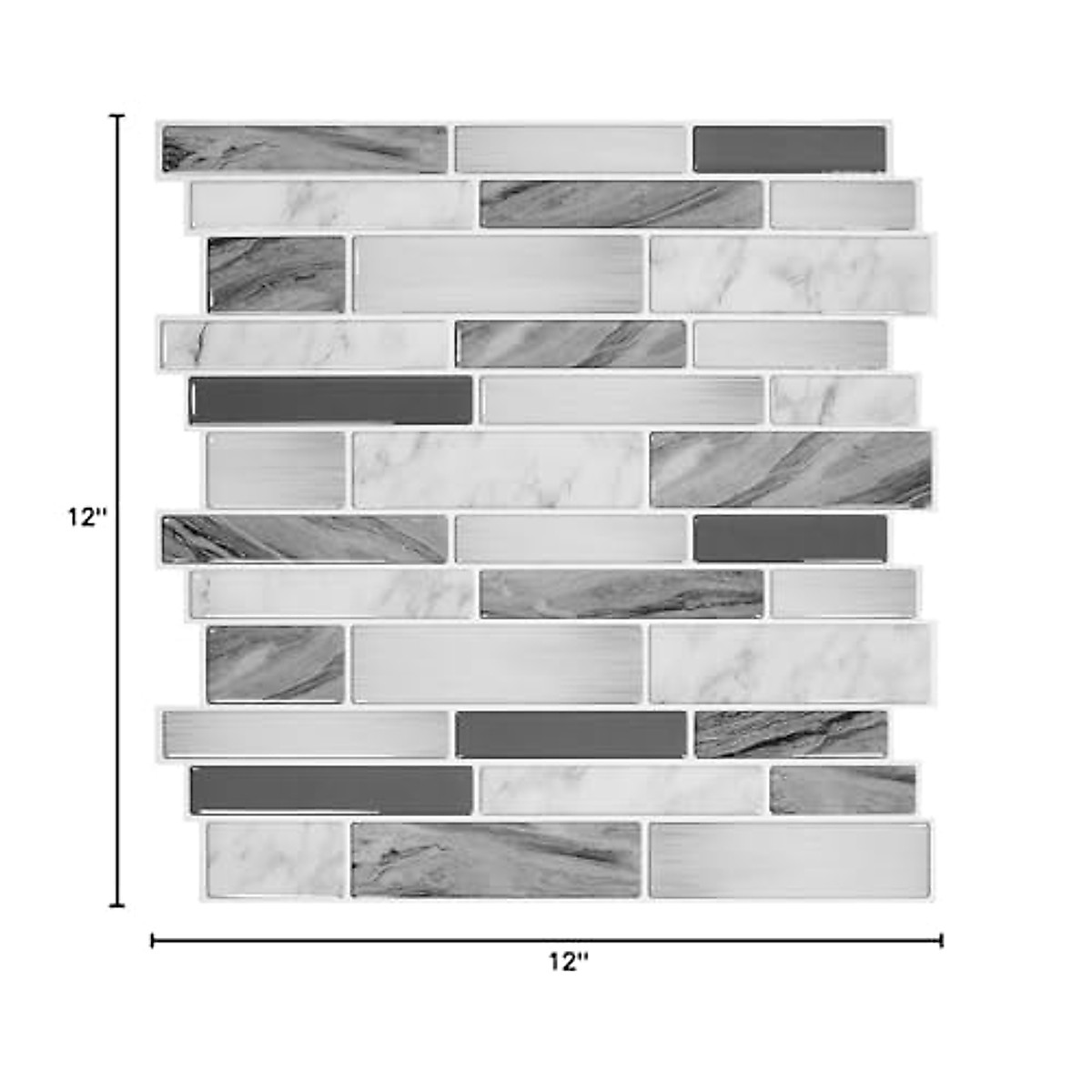 STICKGOO Thicker Design Peel and Stick Tile Backsplash, 12”×12”Stick on Backsplash for Kitchen, Self Adhesive Tile Stickers for Kitchen Backsplash and Bathroom(10 Sheets, Gray)